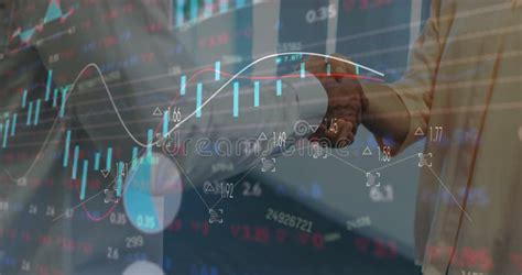 Animation Of Graphs Changing Numbers And Trading Board Over Caucasian