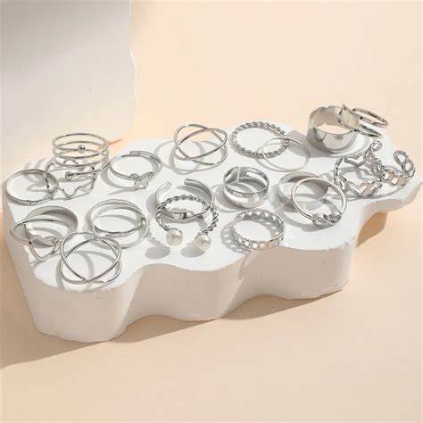 Sindlan 22pcs Set Rings Set Cheap Alloy Jewelry Ring For Men Girls