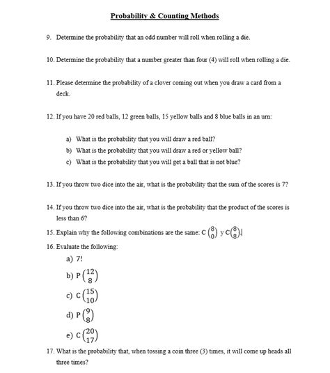 Solved Probability Counting Methods Determine The Chegg