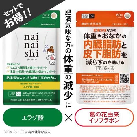 エラグ酸 葛の花 由来 イソフラボン サプリ ナイナイシ ウエストリッチ葛の花 サプリメント 機能性表示食品 国産 橋本医師 推薦