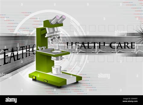 D Microscope On A Color Background Stock Photo Alamy