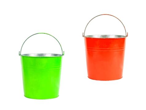 Premium Photo Red And Green Buckets Isolated On White Background