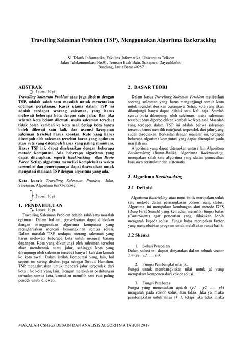 Daa Tubes Menggunakan Backtracking Travelling Salesman Problem Tsp