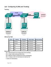CSE5ANE Lab 3 Configuring VLANs And Trunking Pdf Lab