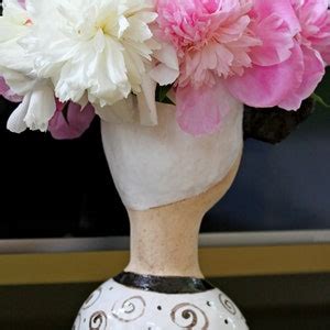 Lady Head Vase Unique Ceramic Face Planter Dried Flowers Etsy