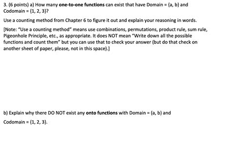 solved 3 6 points a how many one to one functions can