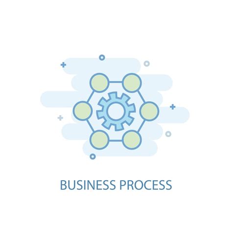 비즈니스 프로세스 라인 개념 간단한 라인 아이콘 컬러 그림 비즈니스 프로세스 기호 평면 디자인 Uiux에 사용할 수 있습니다 프리미엄 벡터