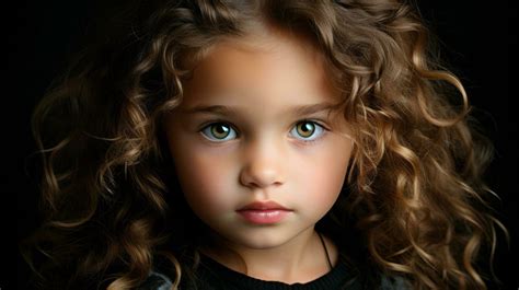A Young Girl With Curly Hair And Green Eyes Generative Ai 32110861