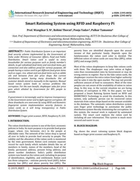 irjet smart rationing system using rfid and raspberry pi pdf