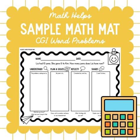 Free Monthly Mat Mats Cgi Word Problems By Miss Shields Class Tpt
