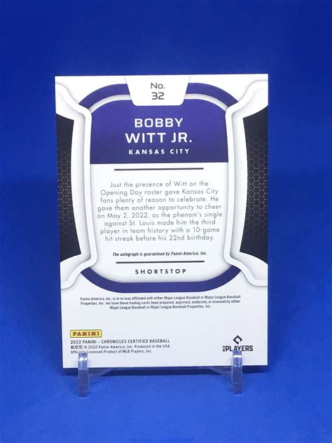 Mavin 2022 Chronicles Bobby Witt Jr Certified Auto Autograph Rookie