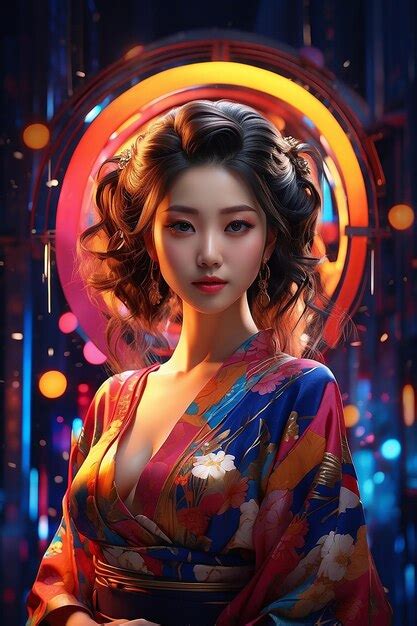 Premium Photo Artistic Image Of Girl Robot Colorful Cyberpunk