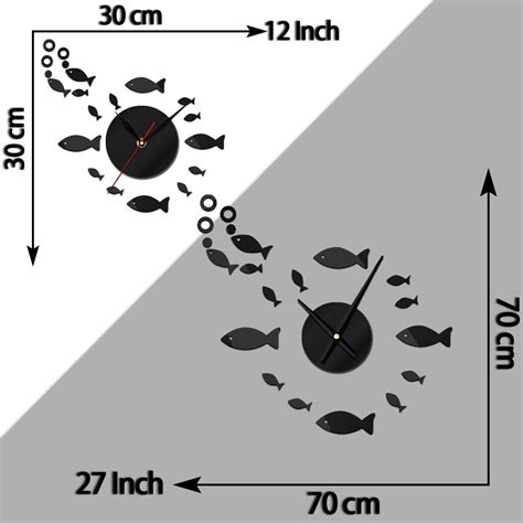 Ryby DIY duży zegar ścienny Shoal of Fish bezramow Vicedeal