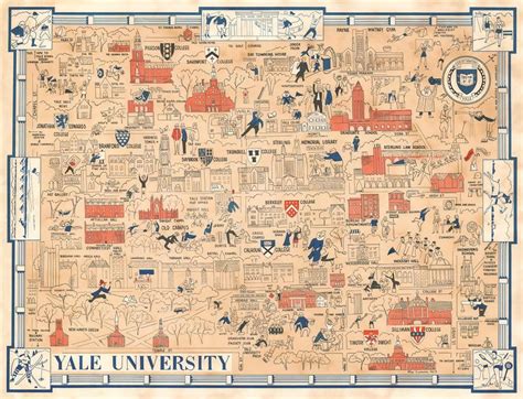 1950 Brook Pictorial Map Of Yale University Pictorial Maps Trumbull