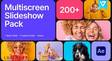 多屏画面网格组合排列分屏包装展示动画ae模板 Multiscreen Slideshow Pack