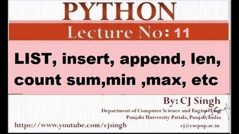 Python In Punjabi List List Functions Len List Max Min Find Count Cbse Class11 Chapter 9