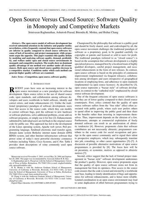 Pdf Open Source Versus Closed Source Software Quality In Monopoly