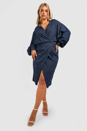 Navy Wrap Dresses Boohoo Uk