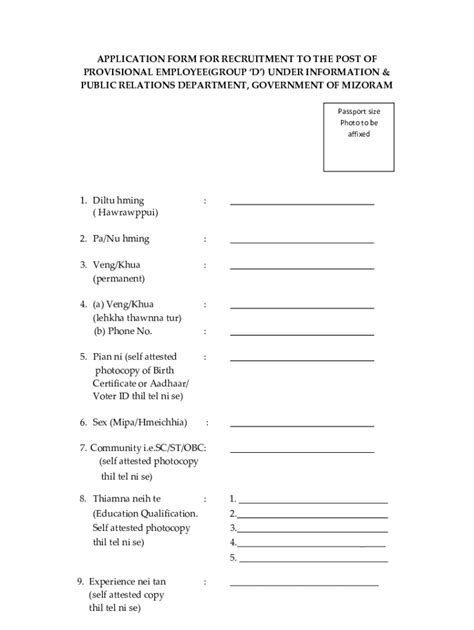 Fillable Online Application Form For Recruitment To The Post Of Ldc