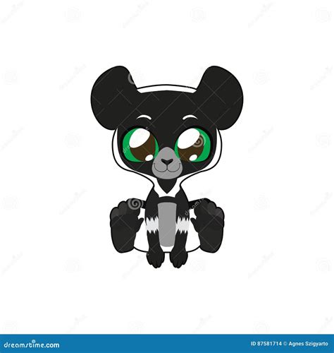 Cute Indri Illustration Cartoon Vector 142045259