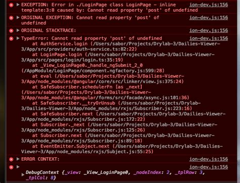 original exception cannot read property post of undefined ionic v3