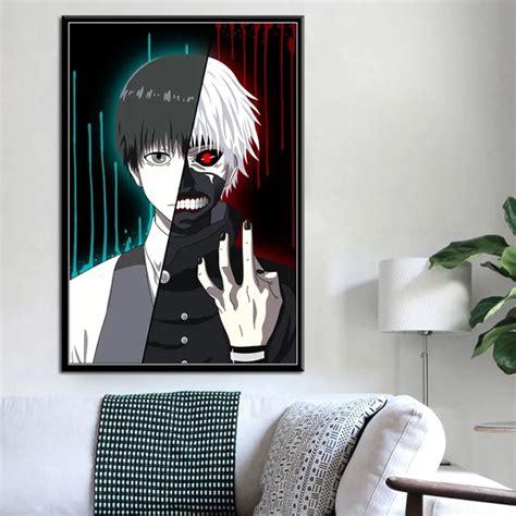 อะนิเมะ Tokyo Ghoul โปสเตอร์ Night Neon Ken Kaneki แยกภาพวาด Wall Art