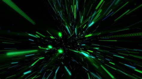 An Explosion Of Glowing Neon Colored Green And Blue Digital Data Particles Swirling At High