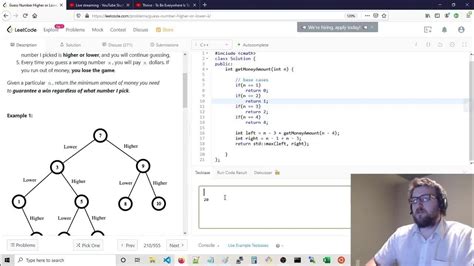 Guess Number Higher Or Lower Ii Medium Leetcode C Part 1 Youtube