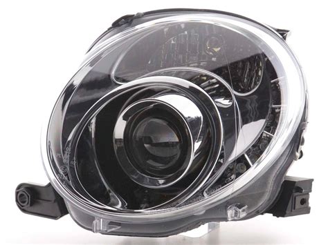 Scheinwerfer Set Daylight LED TFL Optik Fiat 500 07 Chrom