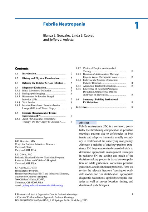 PDF Febrile Neutropenia