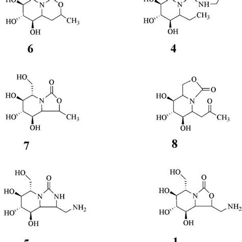 Structure Of Deoxynojirimycin Derivatives Used As Inhibitors Of
