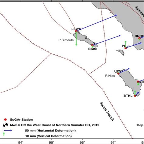 Vector Deformation During The Coseismic Phase Blue Arrows Indicate