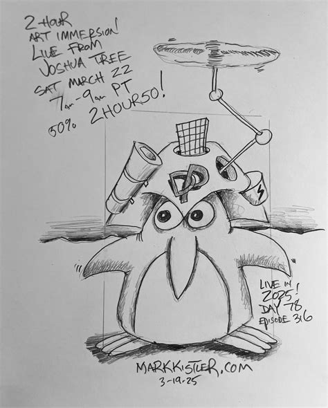 Mark Heres Todays Completed Livestream Drawing Of “duplicitous Darth Penguin ”using The 500