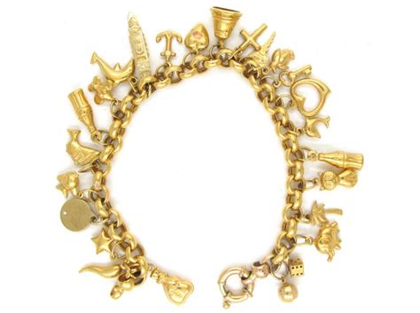 9ct Gold Multi Charm Bracelet 790f The Antique Jewellery Company
