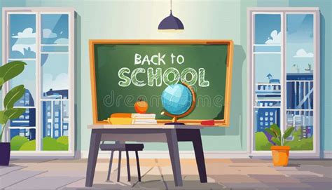School Classroom Interior With Blackboard Back To School Vector