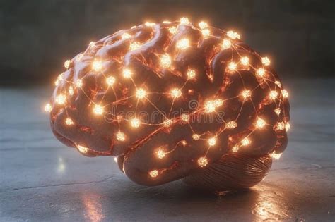 Illuminated Brain Glowing Connections Dark Background Showing Neural Networks Activity Stock