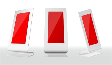 광고 포스 포 소매 무역 서 스탠드 배너 흰색 바탕에 서식 파일을 비웃는 다 전면 보기 및 관점 벡터 일러스트 레이 션 보기 Fashion Show에 대한 스톡 벡터 아트