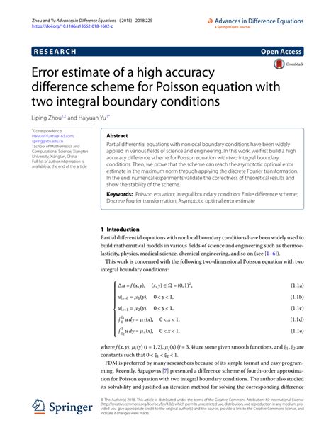 Pdf Error Estimate Of A High Accuracy Difference Scheme For Poisson