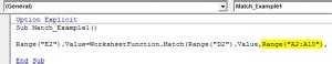 VBA Match How To Use Match Function In VBA Excel Examples
