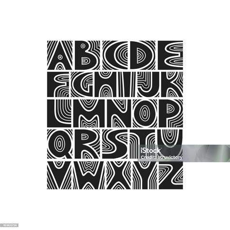 동심 라인 필기 알파벳 대문자 예술 벡터 트리 구조를 연간 링의 테마입니다 개성 개념에 대한 스톡 벡터 아트 및 기타 이미지 개성 개념 개체 그룹 검은색 Istock