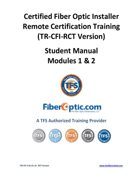 Tm Cfi Rct Version Modules 1 And 2 V 01 01 19 Pdf Optical Fiber