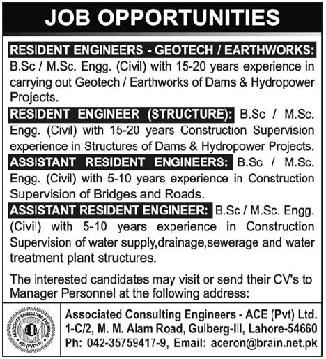 Associated Consulting Engineers Pvt Ltd Required Engineers In Lahore