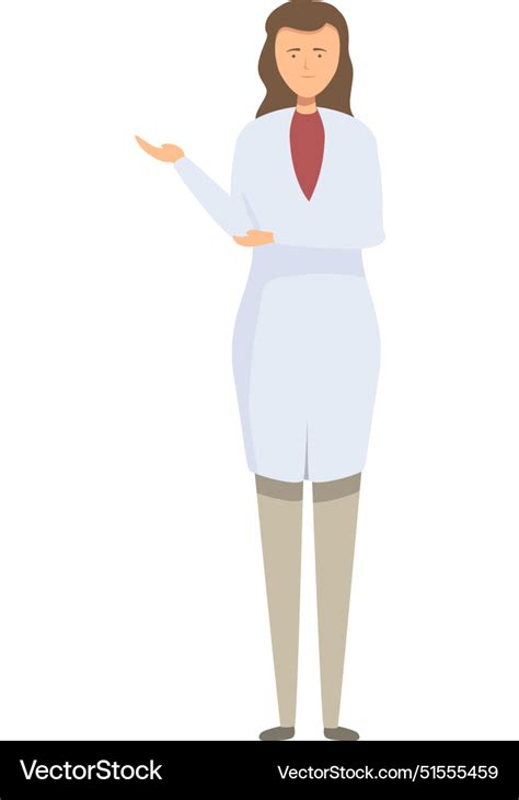 Female Doctor Explaining Something Wearing Lab Vector Image