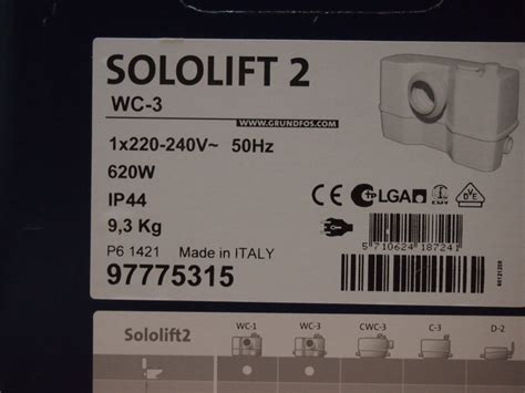 GRUNDFOS Sololift2 WC 3 Kleinhebeanlage Für 487 00 1A Pumpen