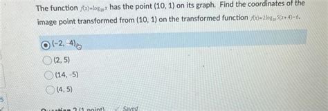 Solved The Function Fxlog10x Has The Point 101 On Its