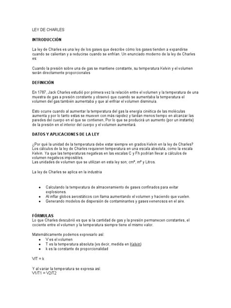 Ley De Charles Pdf Gases Temperatura