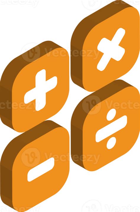 Plus Minus Multiply Divide Button Illustration In 3d Isometric Style