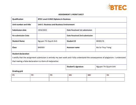BBE ASM1 Nguyen Thi Quynh Anh ASSIGNMENT 1 FRONT SHEET Qualification