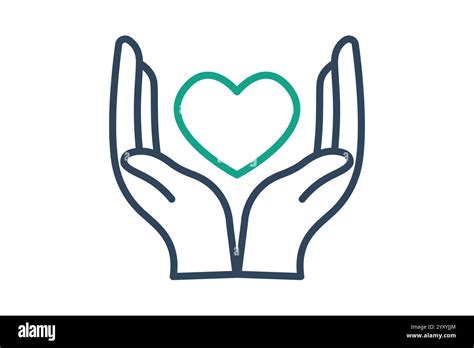 Charity Icon Line Icon Style Hand With Heart Icon Related To