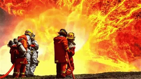 Firefighter Team Battling The Fire 